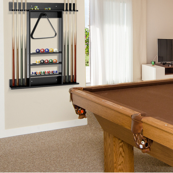 Billiard Wall Rack With 8 Holes - Solid Wood Black – Uxuan Sports