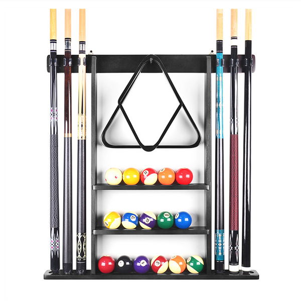 Billiard Wall Rack With 6 Holes - Solid Wood Black – Uxuan Sports